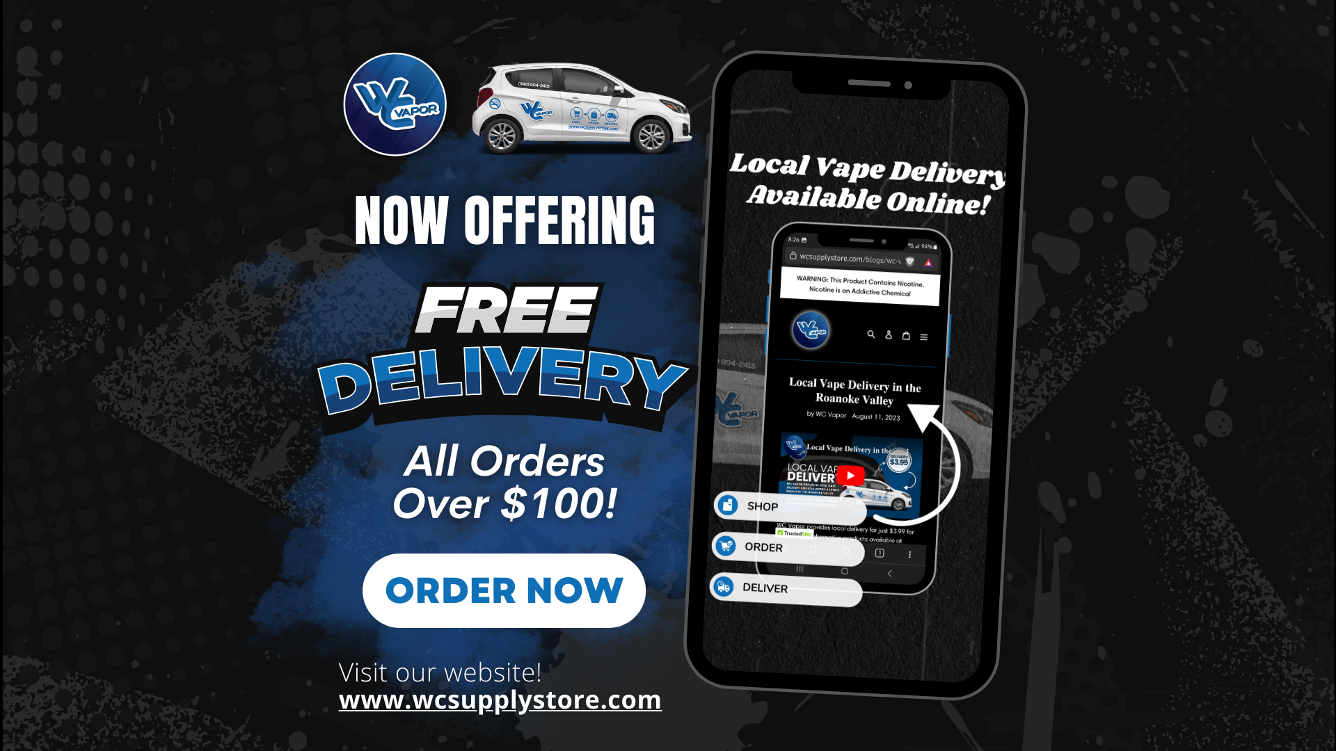 Now Offering FREE Local Delivery for Orders > $100 – WC Vapor